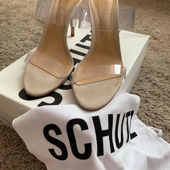 SCHUTZ | Shoes | New Schutz Arielle Heels Clear Pvc Nude Leather | Poshmark